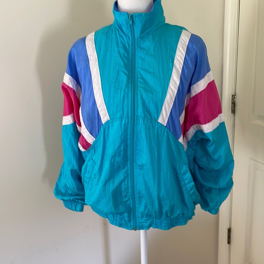 Vintage 1980's Bold Spirit Color Block Parachute Jack… - Gem